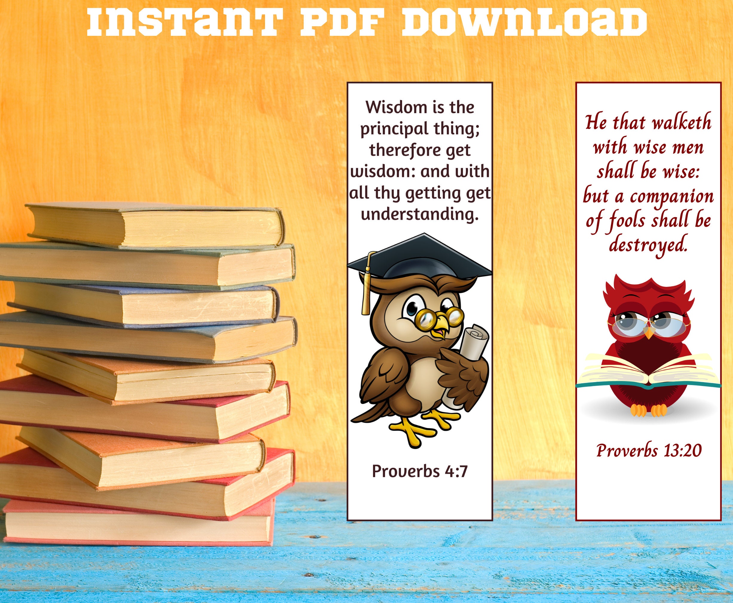 Wise Owl Bookmarks, Scripture Cards, Christian Bookmark Printable ...