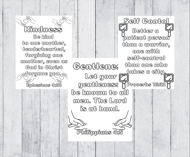 Fruit of the Spirit, Kids Coloring Pages, Bible Verse Bookmark, Sunday ...