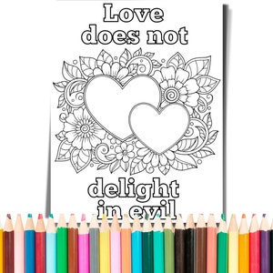 Love Bible Verses Printable Coloring Pages, 1 Corinthians 13:4-7 Heart ...