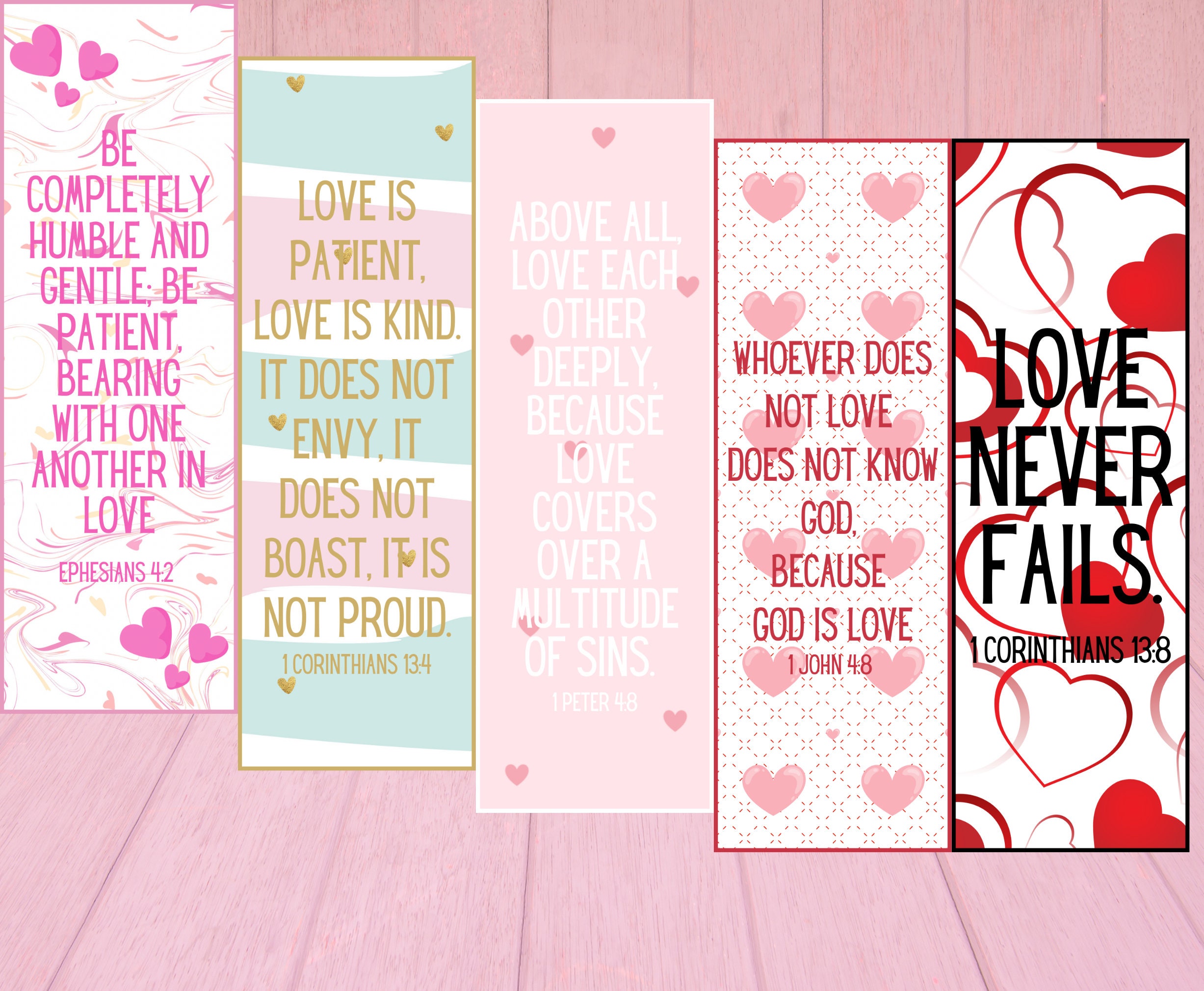 10 Love Bible Verse Bookmark Set, Christian Gift Tags, Digital Bookmark ...