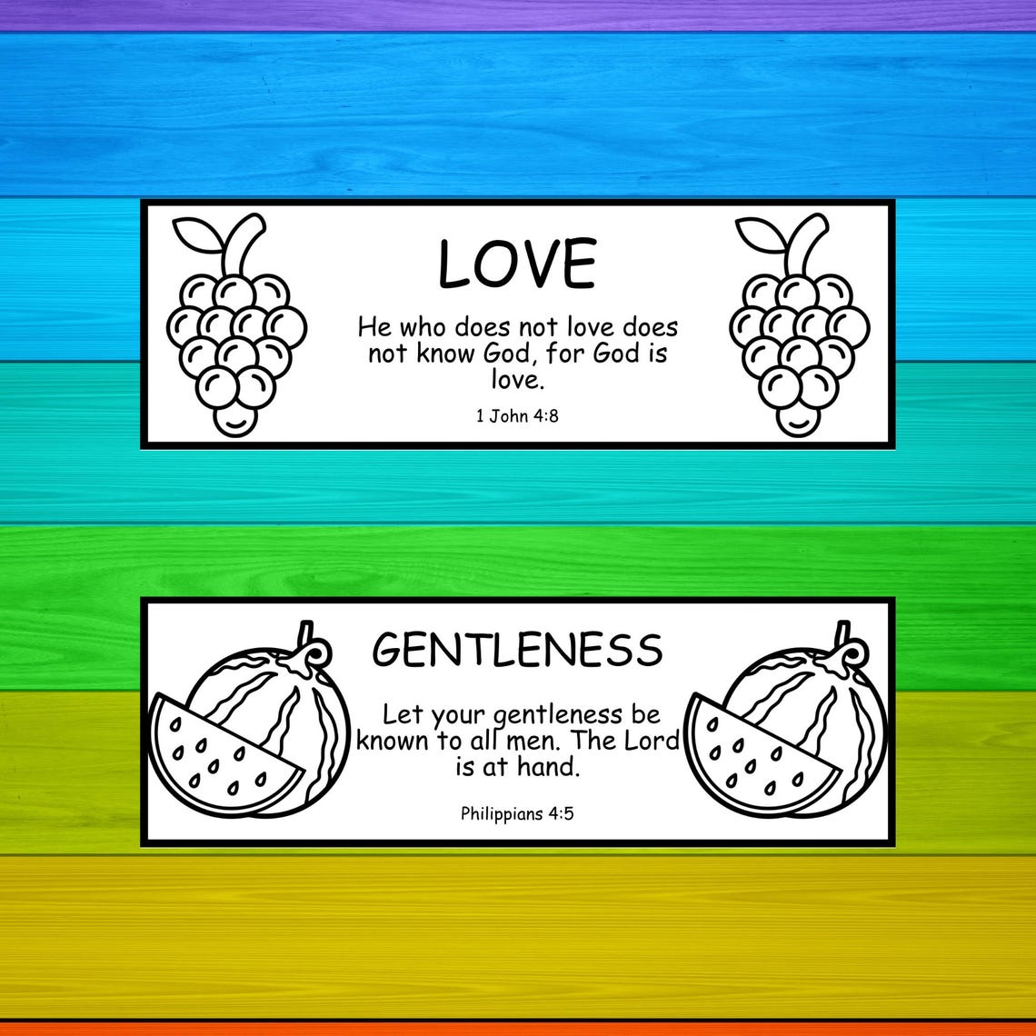 10 Fruit of the Spirit Coloring Bookmarks, Galatians 22 23, Bookmark ...