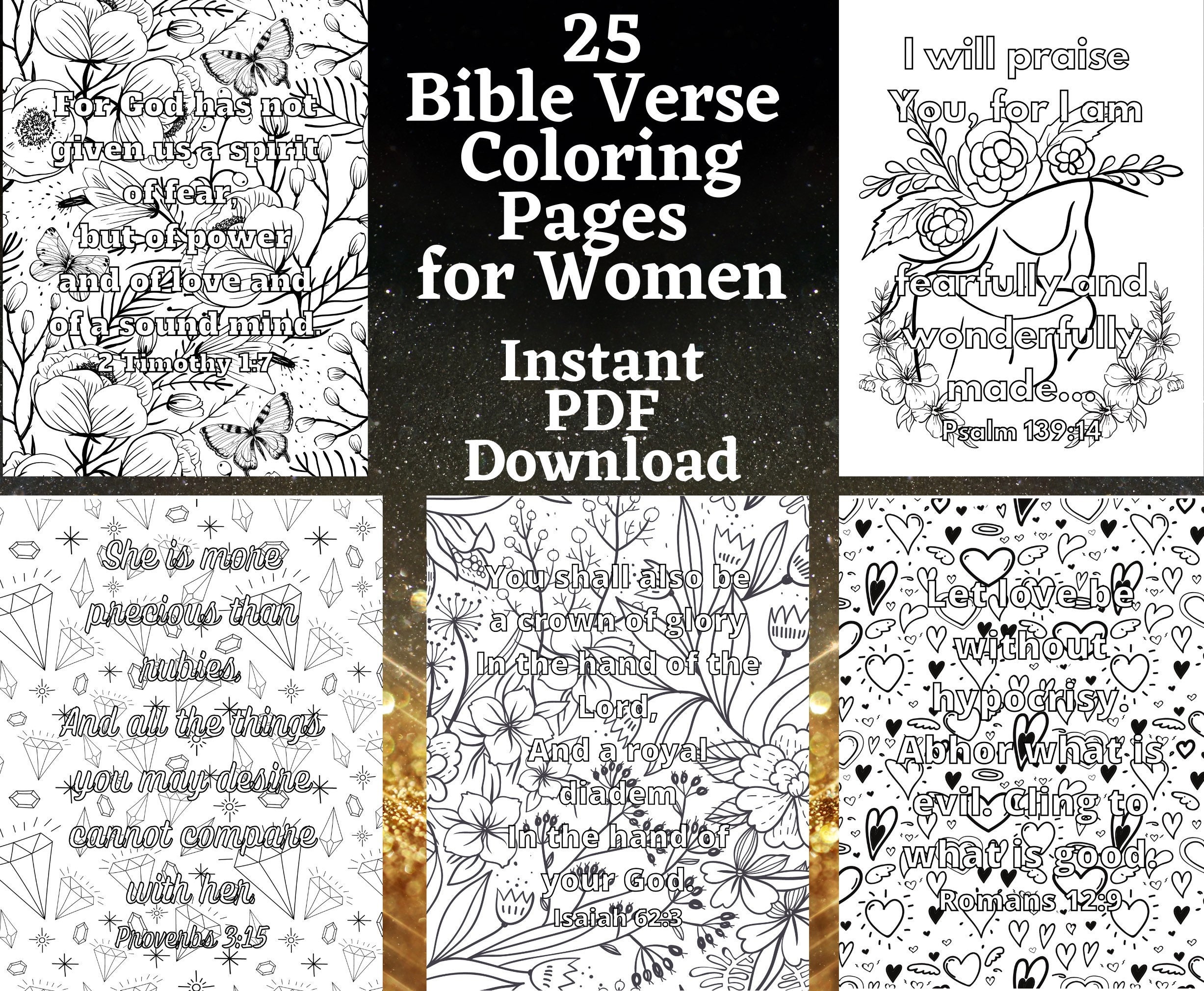 Bible Verse Coloring Pages for Women, Scripture Coloring Book ...