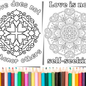 Love Bible Verses Printable Coloring Pages, 1 Corinthians 13:4-7 Heart ...