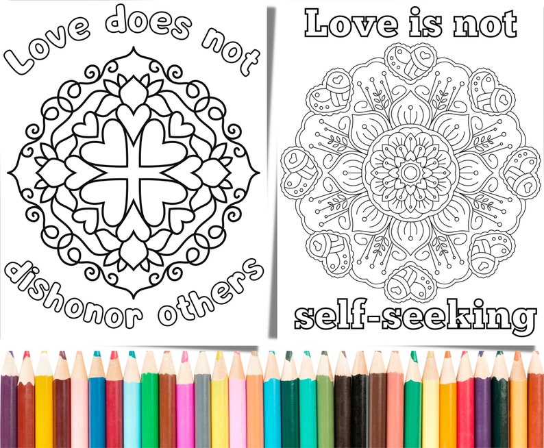 Love Bible Verses Printable Coloring Pages, 1 Corinthians 13:4-7 Heart ...