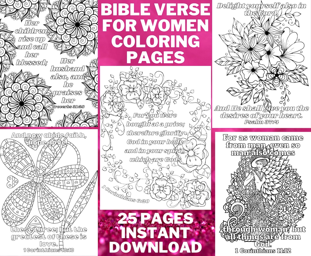 Bible Verse Coloring Pages for Girls and Women, Scripture Coloring Book ...