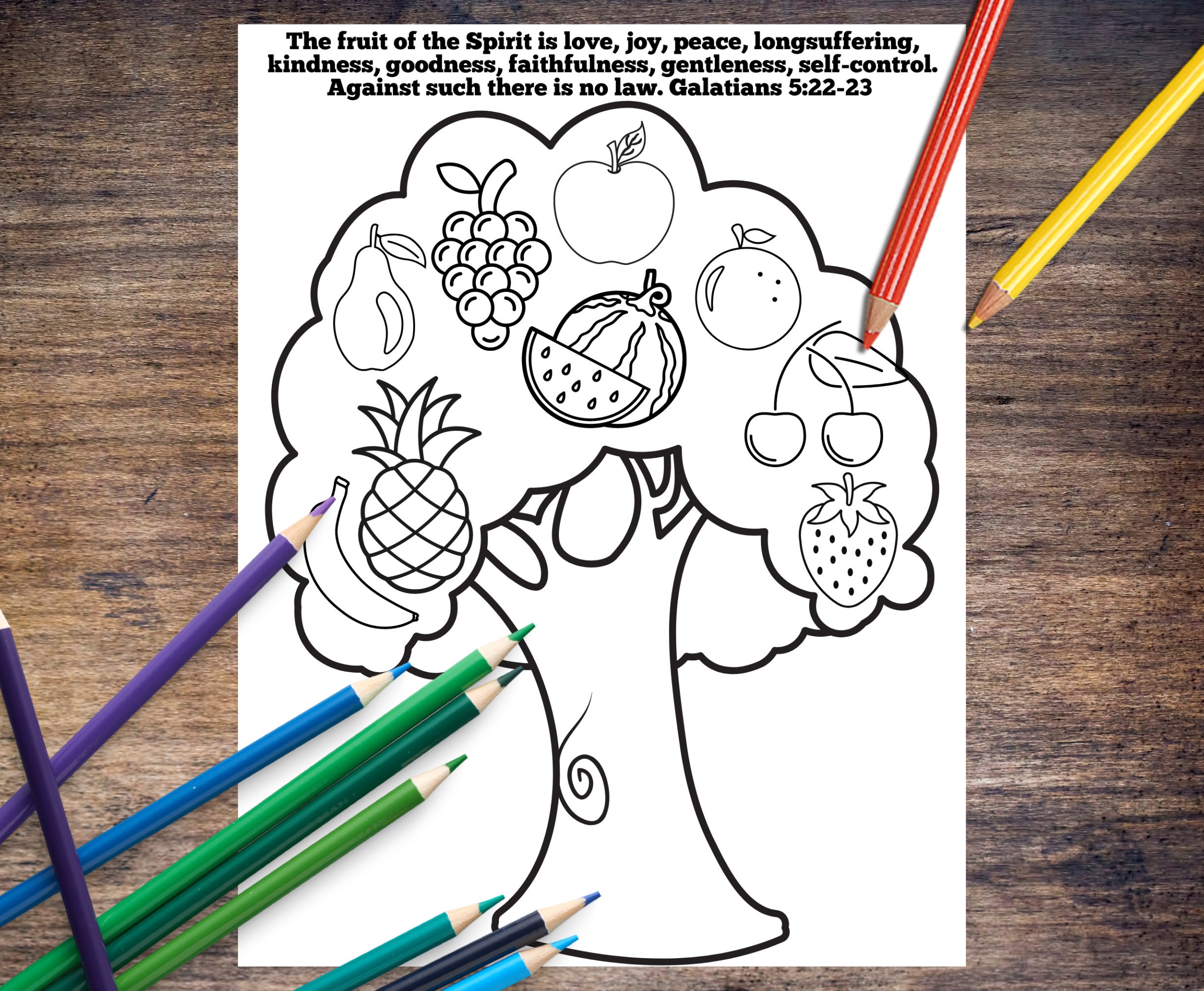 Fruit of the Spirit Coloring Page, Sunday School Activity (digital ...