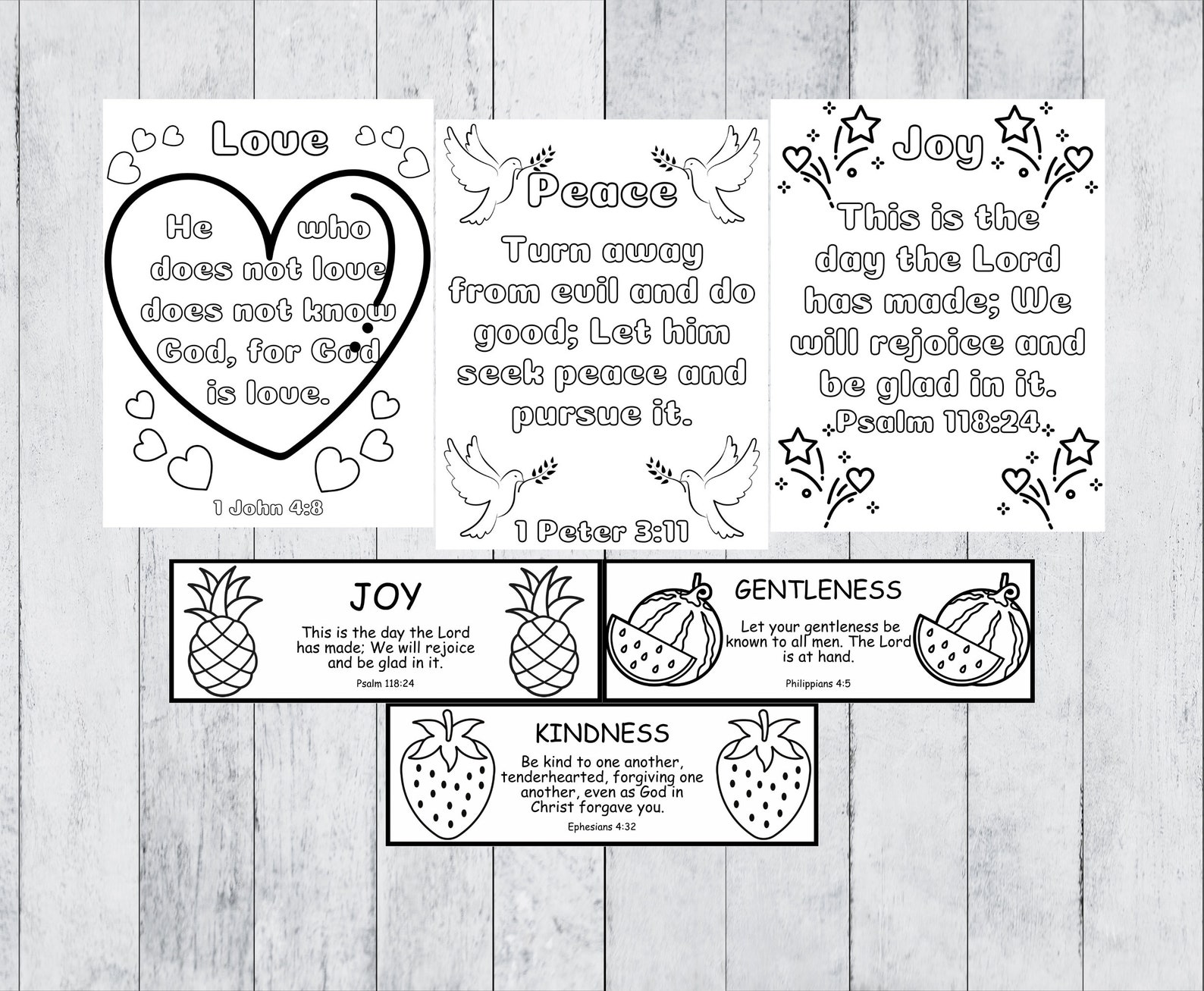Fruit of the Spirit, Kids Coloring Pages, Bible Verse Bookmark, Sunday ...