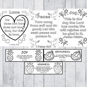 Fruit of the Spirit, Kids Coloring Pages, Bible Verse Bookmark, Sunday ...