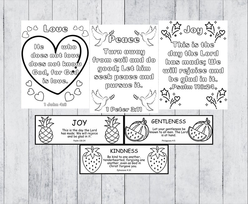 Fruit of the Spirit, Kids Coloring Pages, Bible Verse Bookmark, Sunday ...