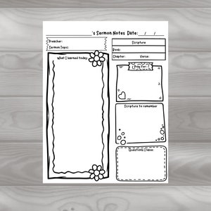 Sermon Notes, Digital Sermon Notes Template, Church Notes, Worship ...