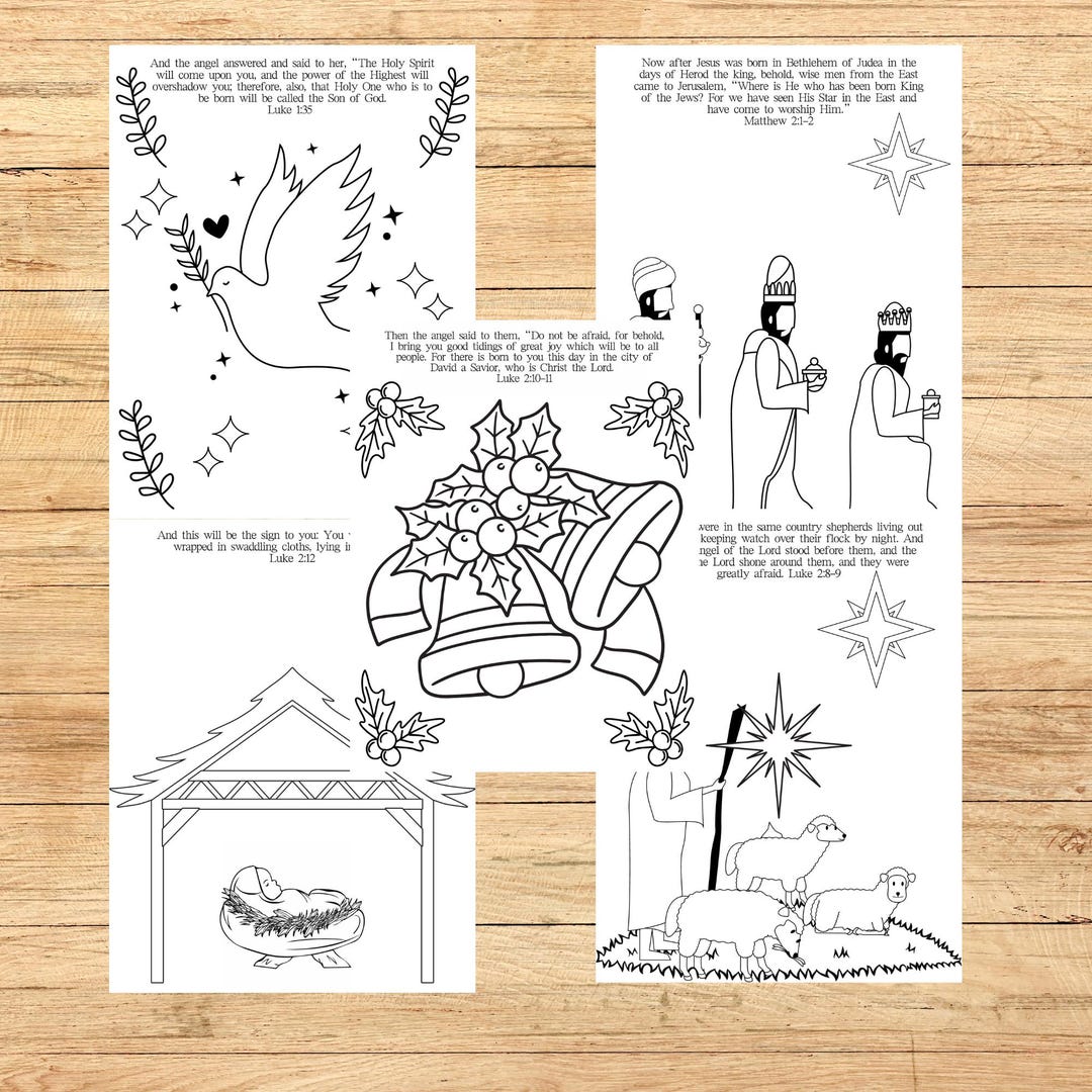 10 Christmas Coloring Pages, Christmas Bible Verse Coloring Pages ...