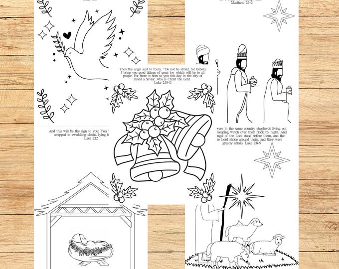 10 Christmas Coloring Pages, Christmas Bible Verse Coloring Pages ...