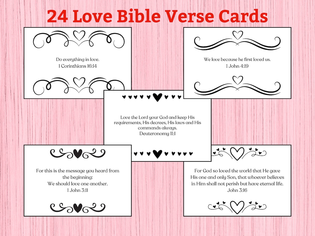 24 Love Bible Verse Cards, Christian Valentine Cards, Christian ...