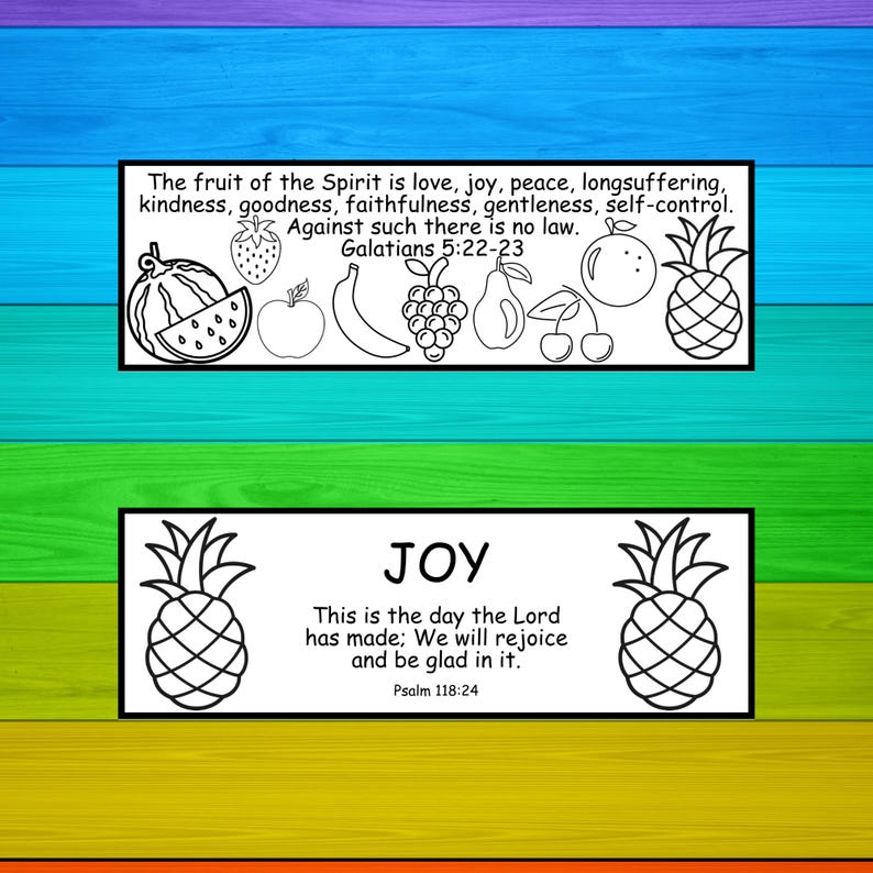 10 Fruit of the Spirit Coloring Bookmarks, Galatians 22 23, Bookmark ...