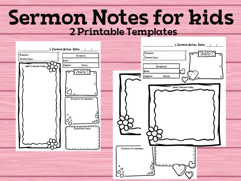 Sermon Notes for Girls, Sermon Notes for Teens, Sermon Notes for Kids ...