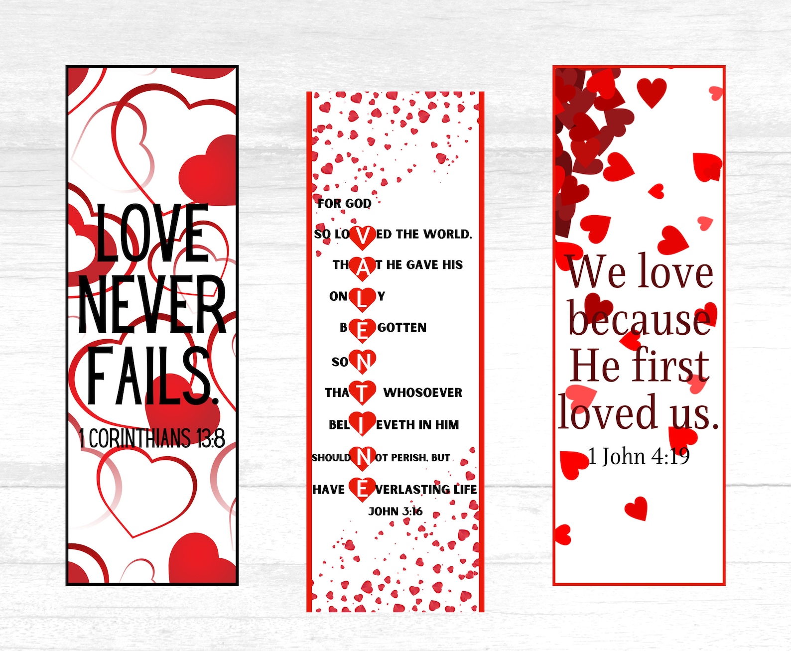 Love Bible Verse Digital Download Bookmarks, Valentine Bookmarks ...