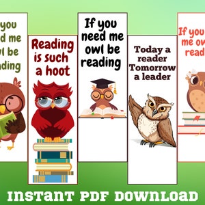 Owl Bookmarks for Booklovers, Today a Reader Tomorrow a Reader ...