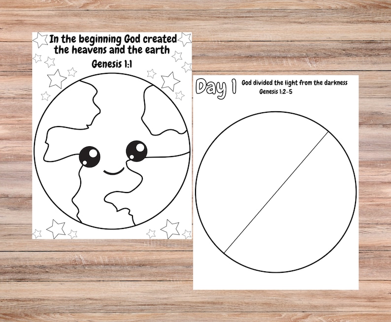 8 Bible Verse Coloring Pages, 7 Days of Creation Coloring Pages, Bible ...