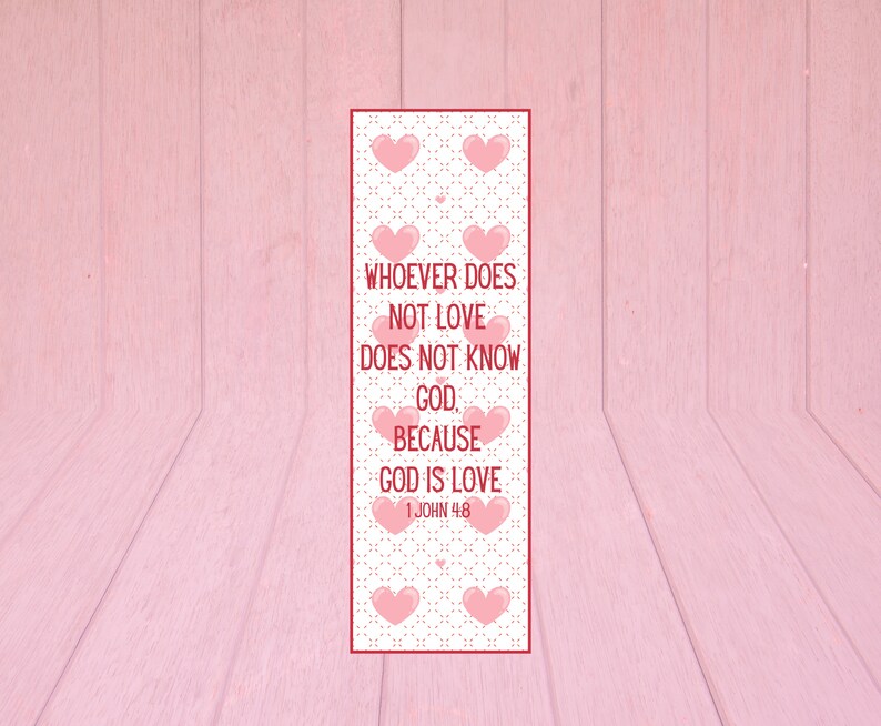 Set of 4 Love Bible Verse Bookmarks, Love Bookmarks, Valentine ...