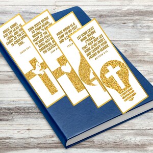 Set of 4 Bible Verse Bookmark Printables, Scripture Bookmarks, Light ...