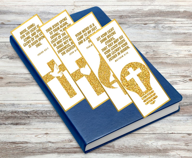 Set of 4 Bible Verse Bookmark Printables, Scripture Bookmarks, Light ...
