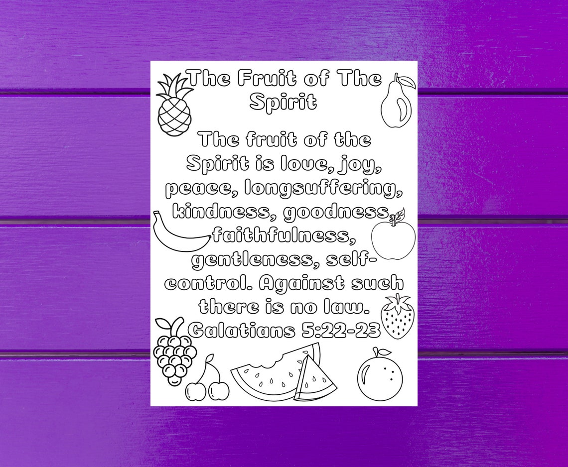 Fruit of the Spirit Coloring Page, Sunday School Activity, Galatians 5: ...