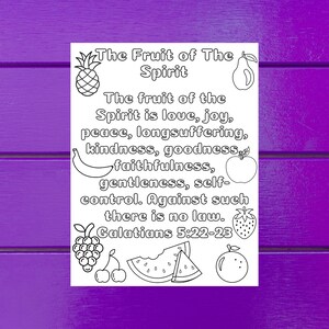 Fruit of the Spirit Coloring Page, Sunday School Activity, Galatians 5: ...
