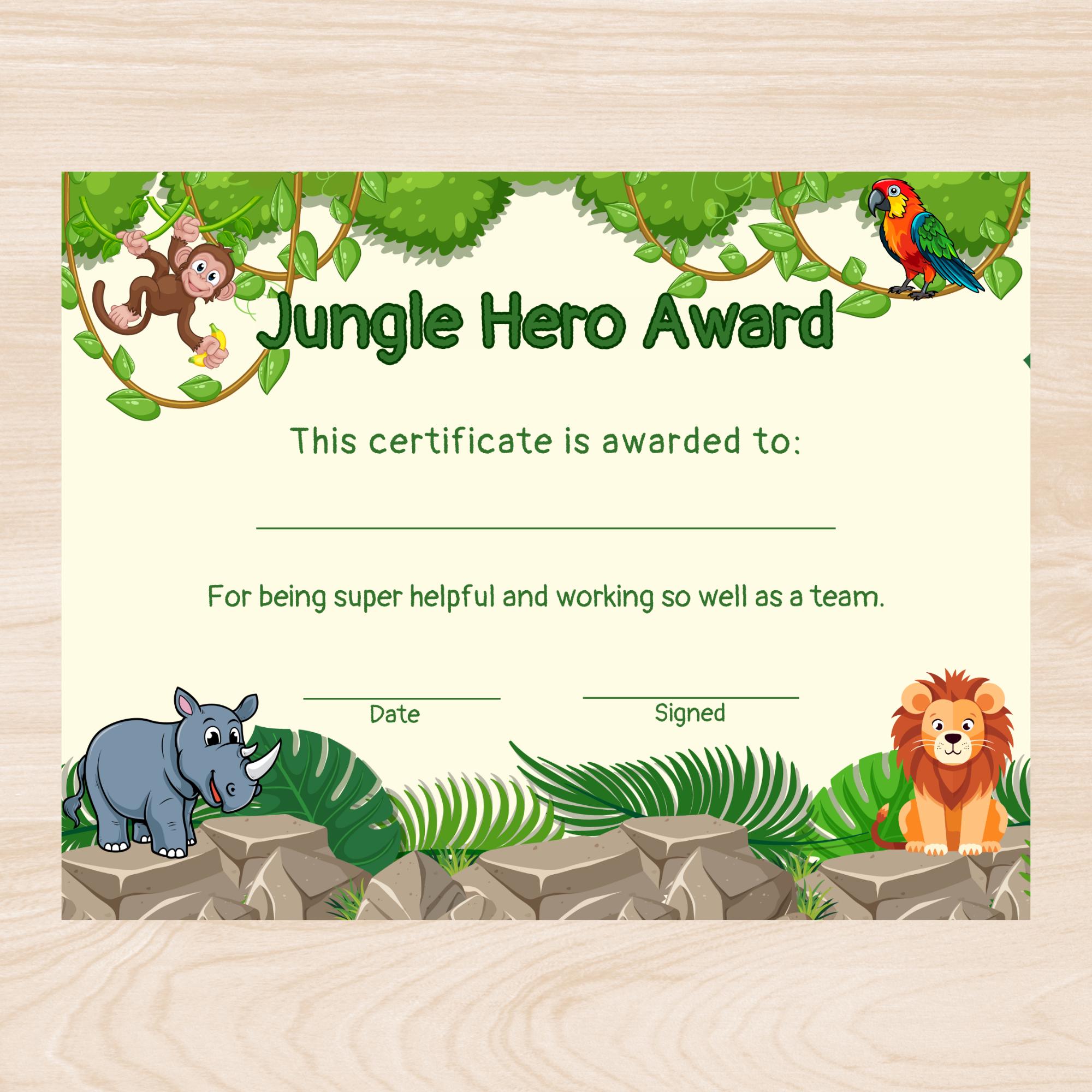 Jungle VBS Certificate, VBS Certificate of Completion, Animal VBS ...