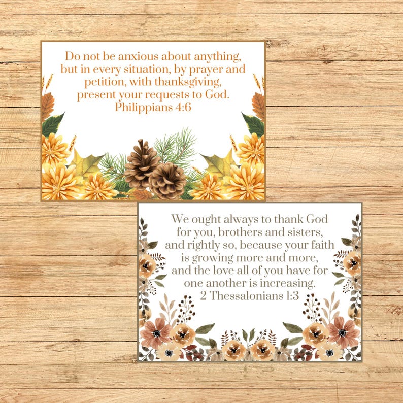 Thanksgiving Scripture Cards, Scripture Memory Cards, Bible Verse Cards ...