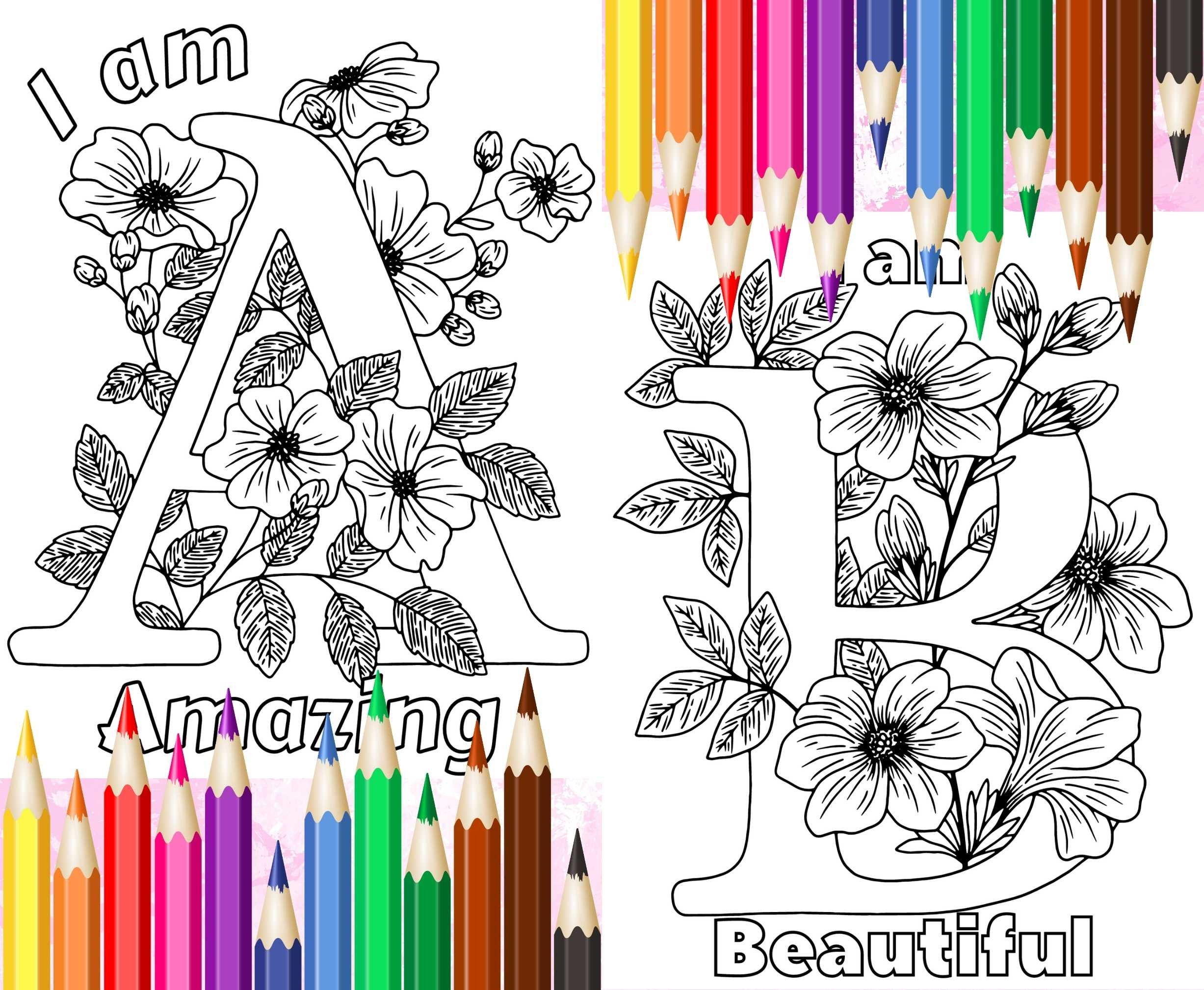 ABC Affirmation Coloring Pages, Printable Adult Coloring Pages ...