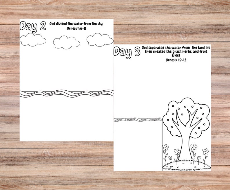 8 Bible Verse Coloring Pages, 7 Days of Creation Coloring Pages, Bible ...