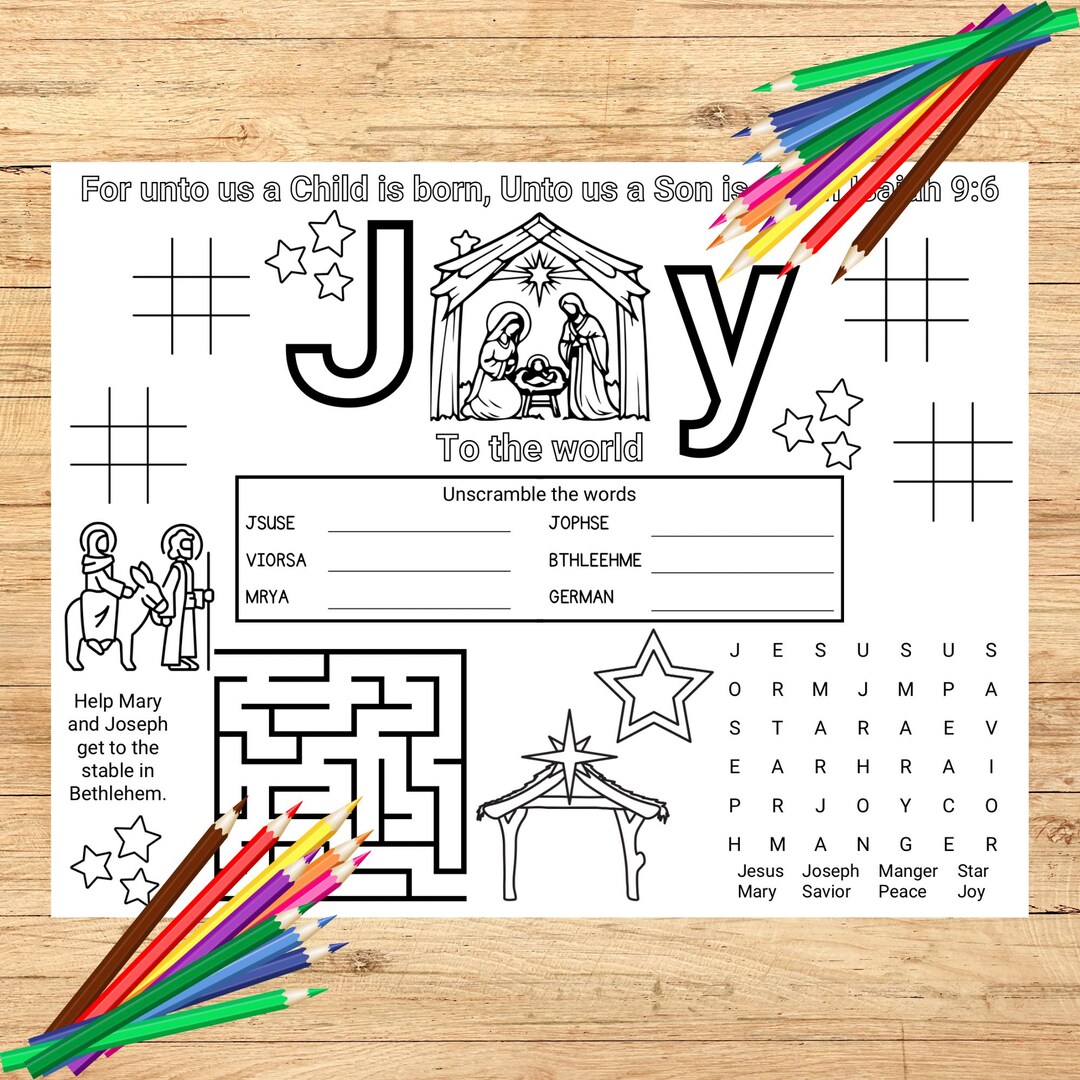 Birth of Jesus Activities, Nativity Placemat Activities, Christmas ...