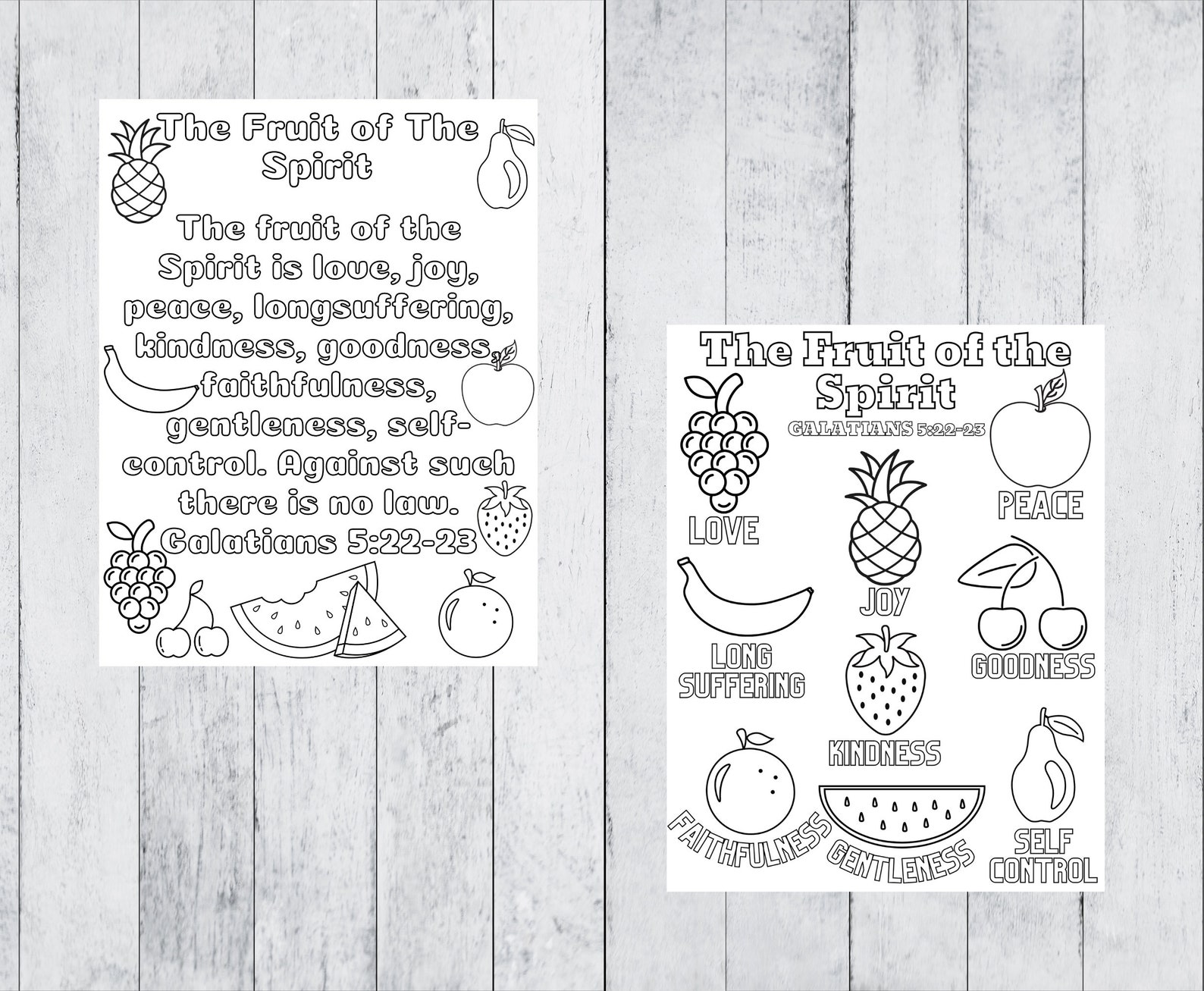 Fruit of the Spirit, Kids Coloring Pages, Bible Verse Bookmark, Sunday ...