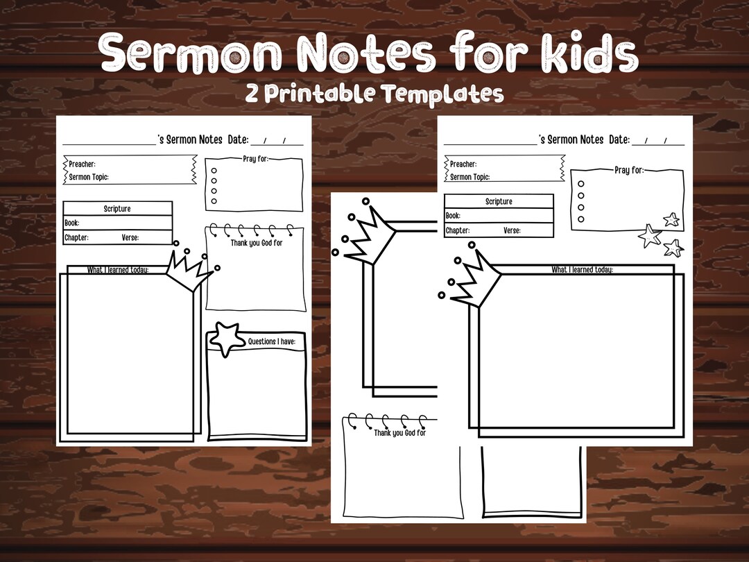 Sermon Notes for Kids, Church Notes, Christian Printable, Worship Notes ...