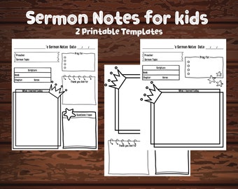 Sermon Notes, Digital Sermon Notes Template, Church Notes, Worship ...