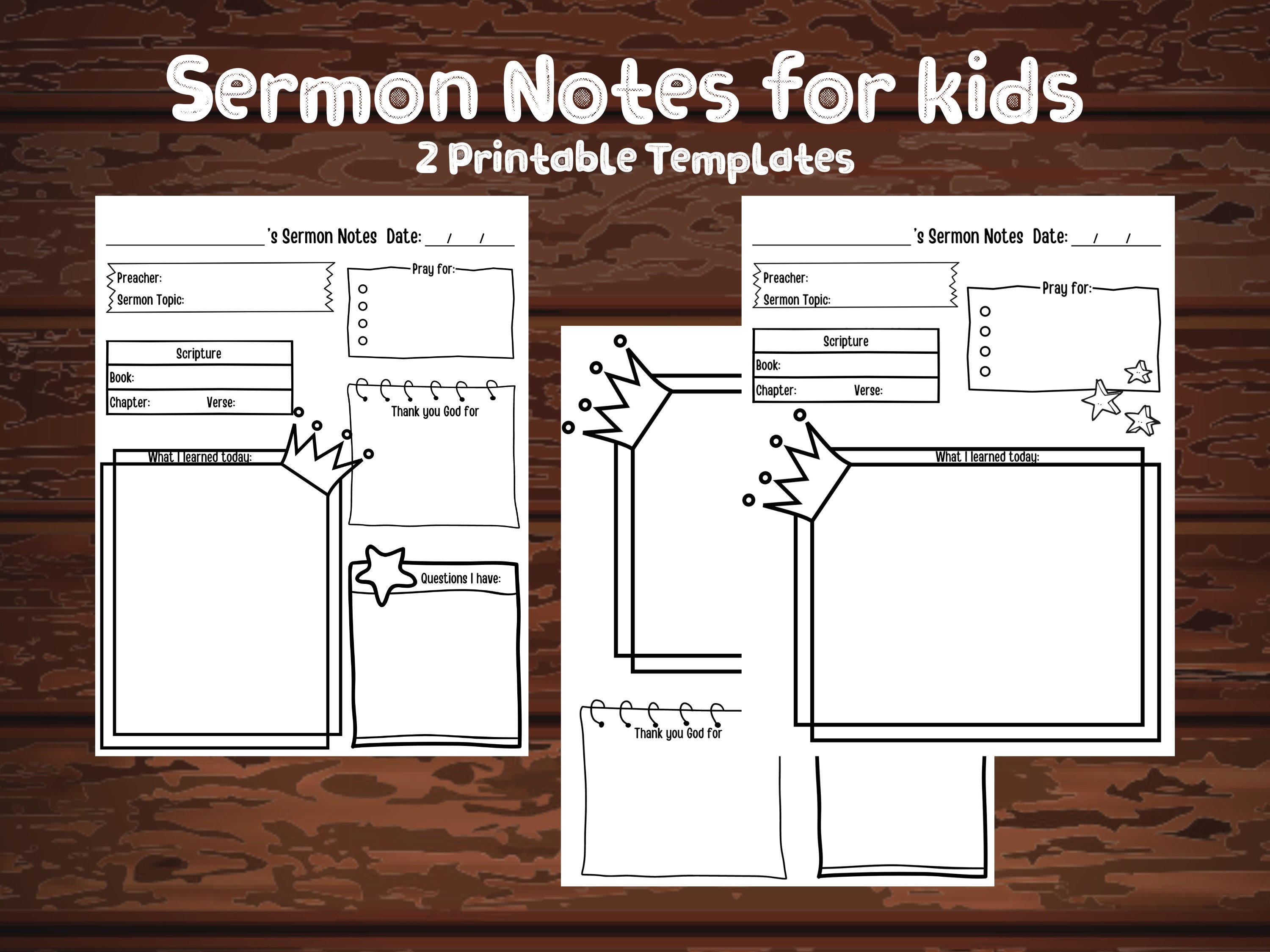 Sermon Notes for Kids, Church Notes, Christian Printable, Worship Notes ...