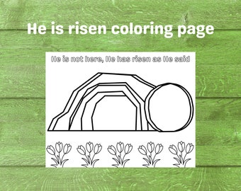Digital Download Religious Coloring Page Easter He is Risen - Etsy