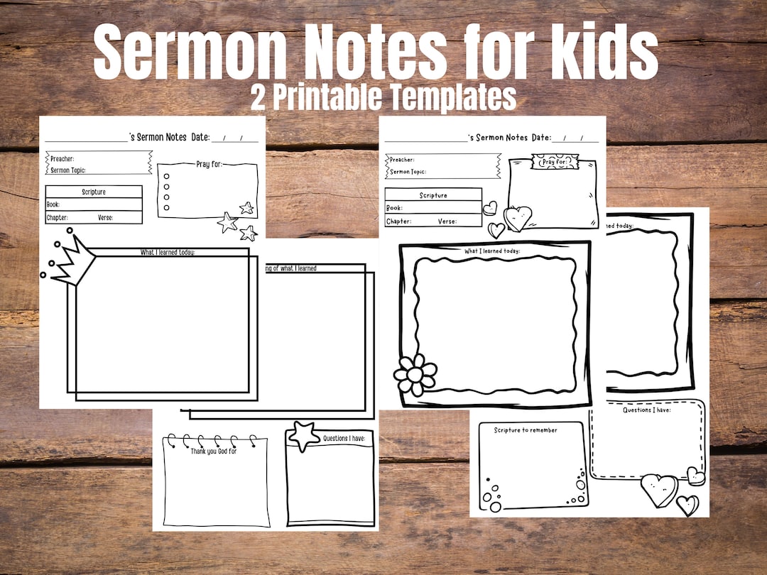 Sermon Notes for Kids, Sermon Notes for Boys, Sermon Notes for Girls ...