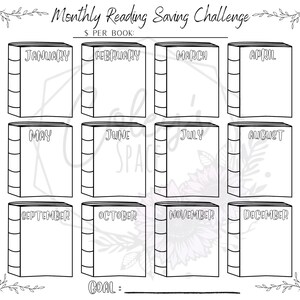 Monthly Reading Savings Challenge - Etsy