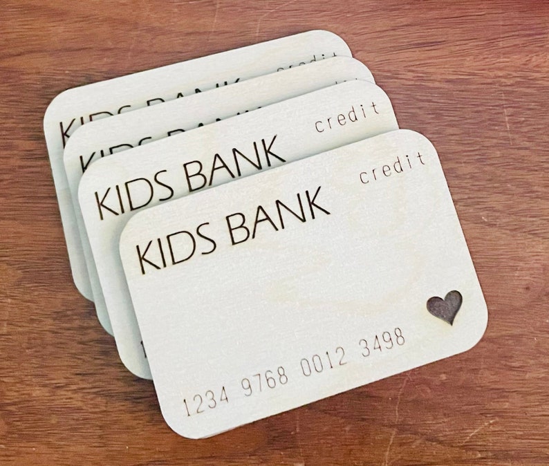 Kids Pretend Wood Credit Card - Etsy