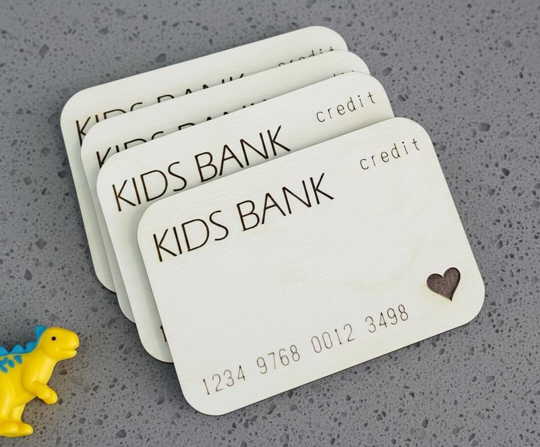 Kids Pretend Wood Credit Card - Etsy