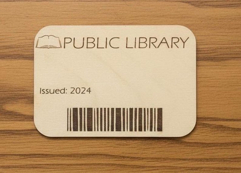 Kids Pretend Wood Library Card - Etsy