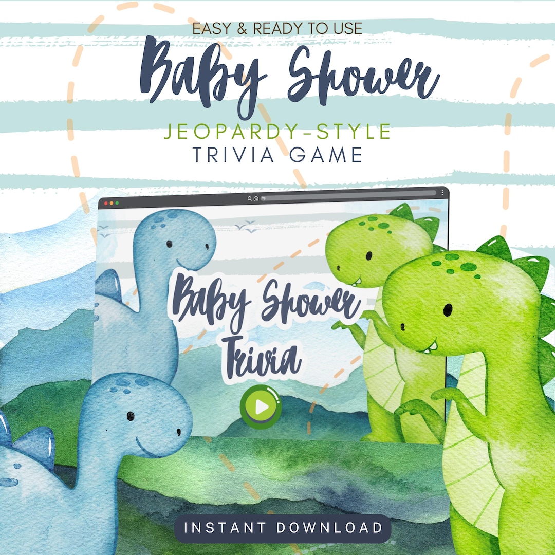 Dinosaur Baby Shower Jeopardy-style Game | Editable Template ...