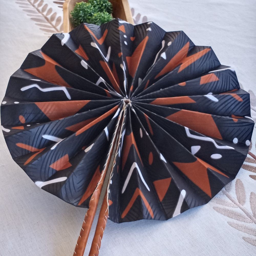 Large Size Handcrafted African Folding Fan Vibrant Print Fabric ...