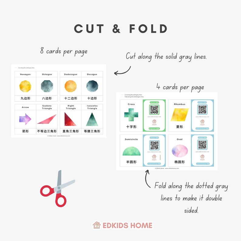 Learn Chinese Language, Shape Flashcards, Geometric Bingo Printable ...