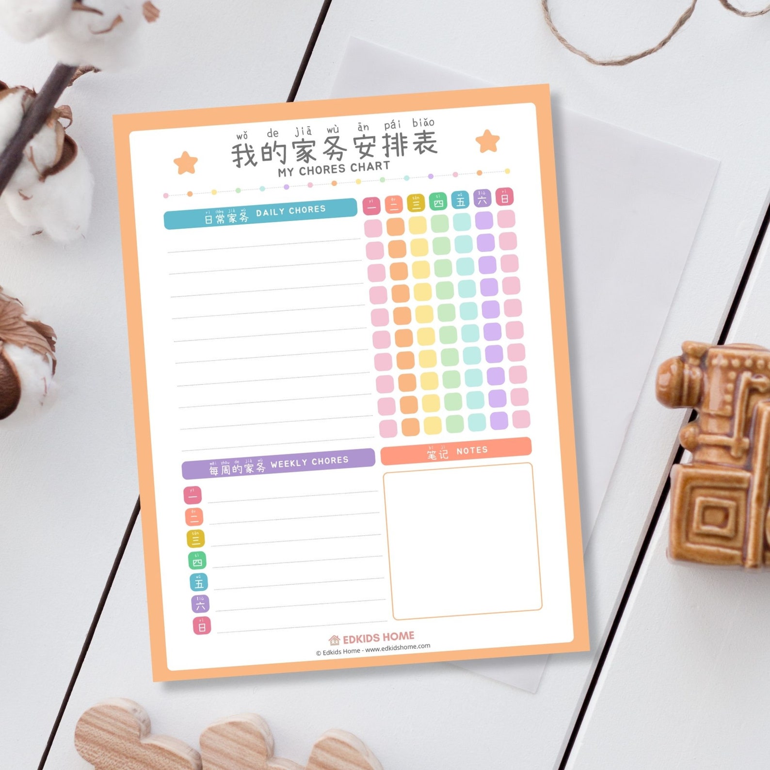 Learn Chinese Language, Kids Chores Chart, Editable Checklist Board ...