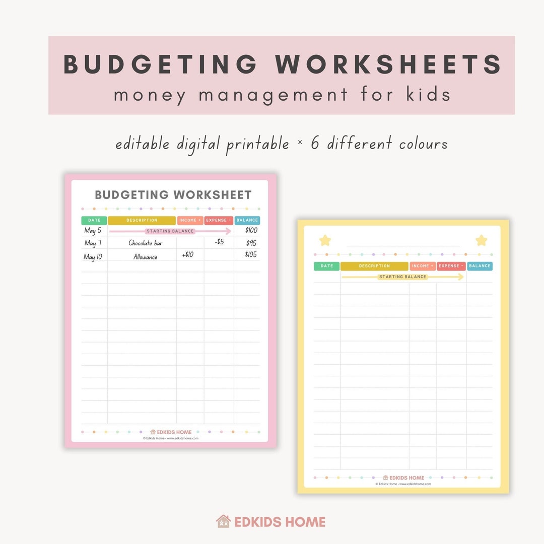 Income and Expense Tracker Printable, Money Management Worksheet for ...