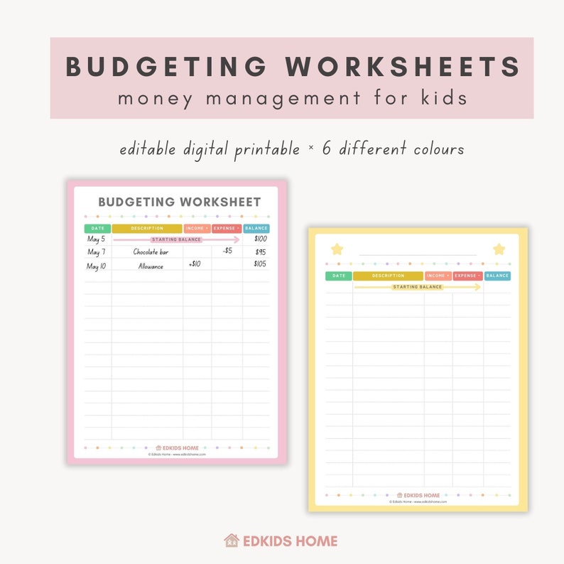 Income and Expense Tracker Printable, Money Management Worksheet for ...