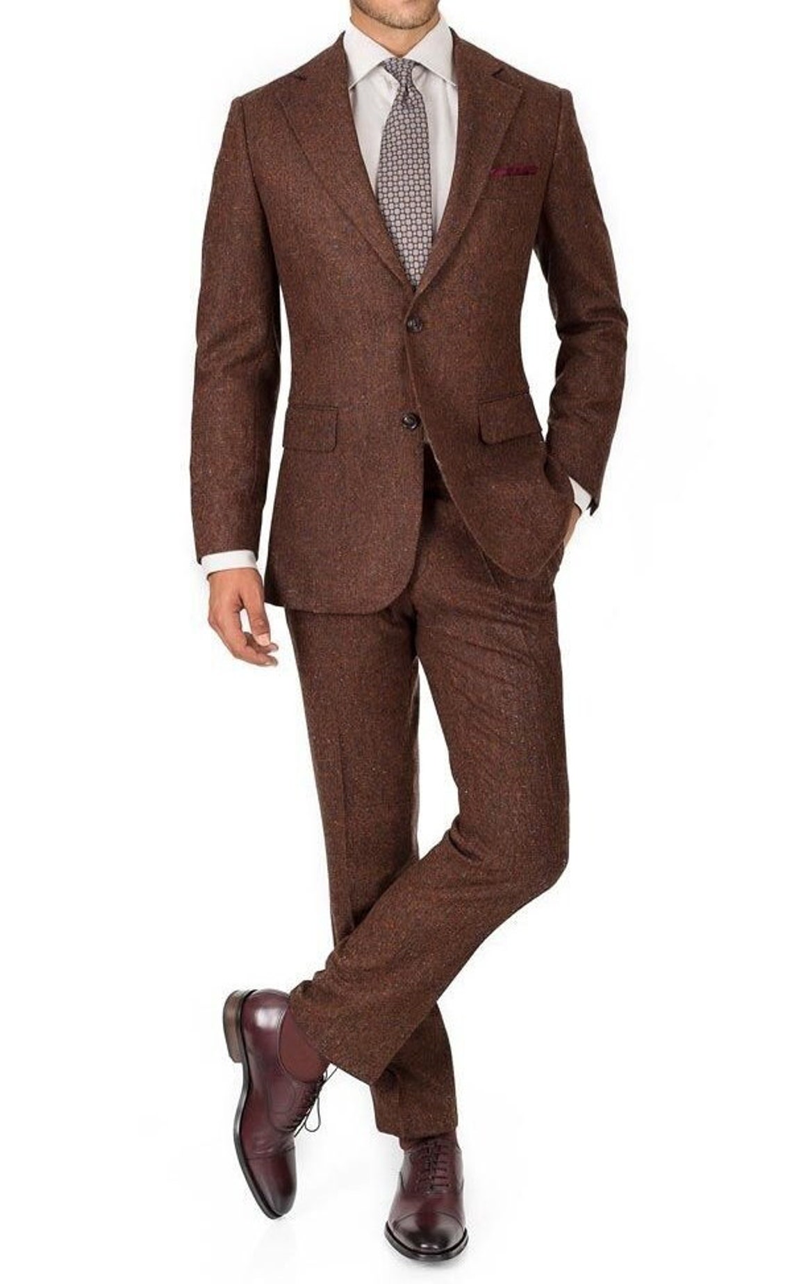 MEN TWEED SUIT Brown Tweed Suit Men Wedding Suit Elegant - Etsy