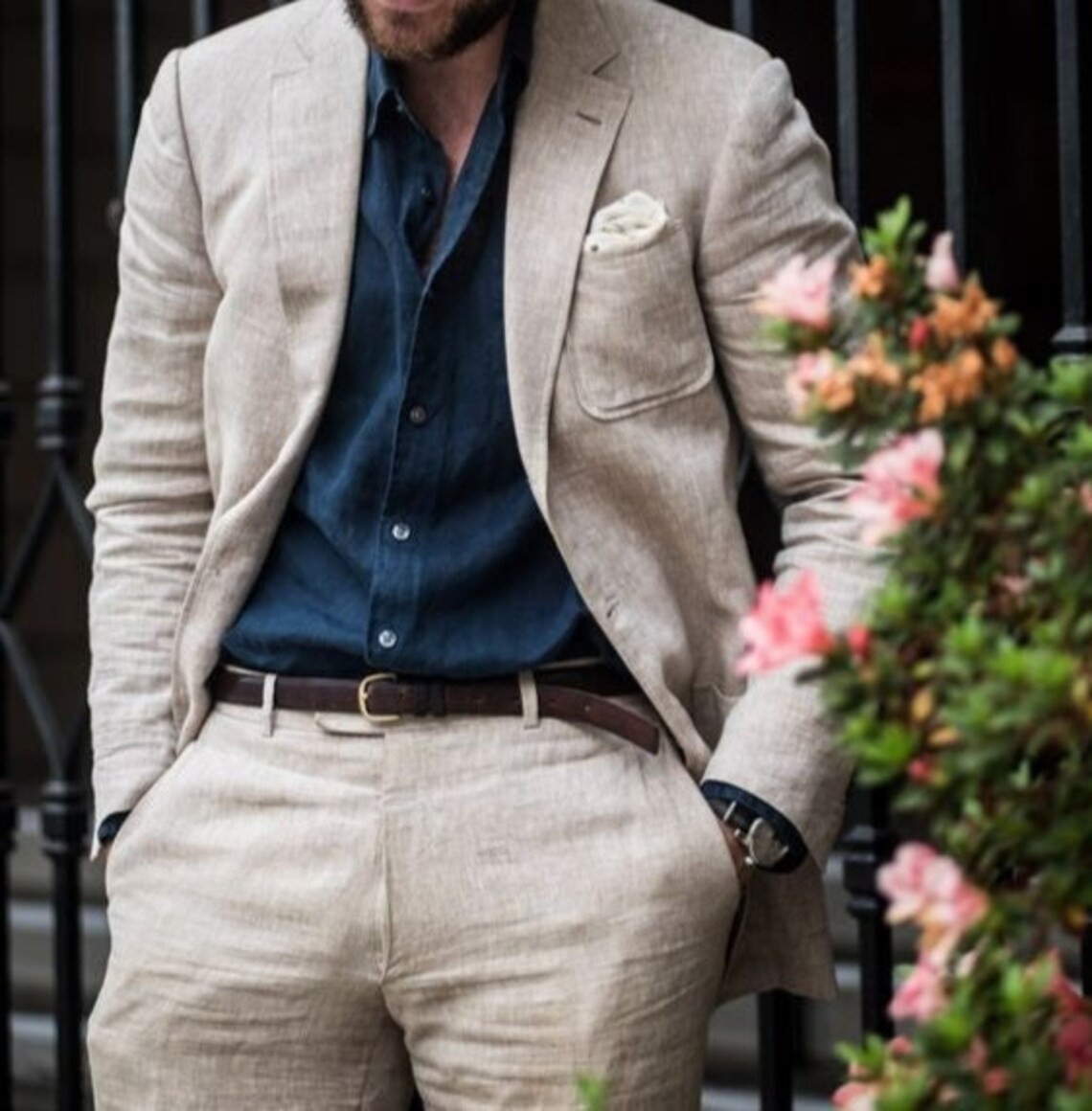 BEACH WEDDING SUIT Linen 2 Piece Suit Linen Wedding Suit Linen Groom ...